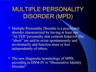 Multiple personality disorders-prof. fareed minhas | PPT
