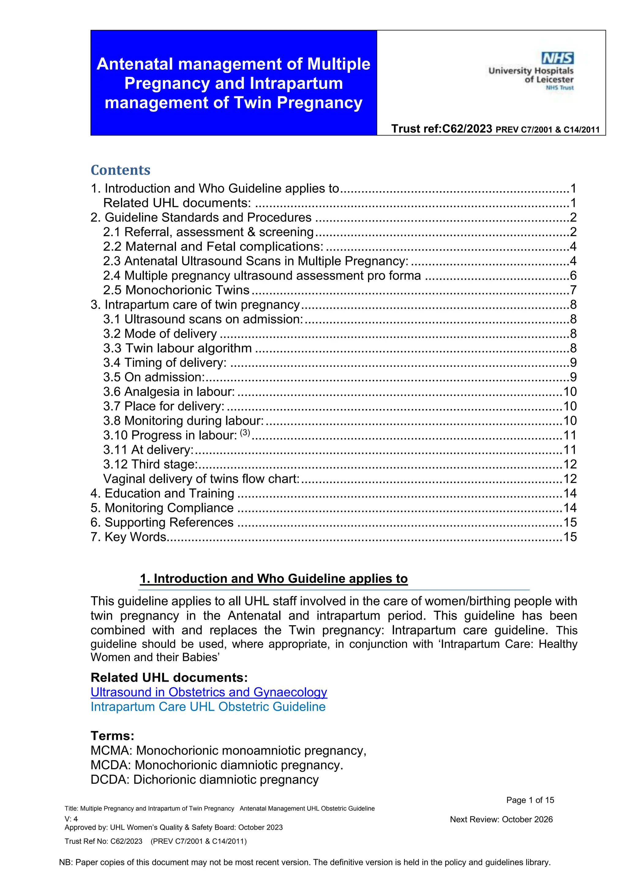 Multiple Pregnancy and Intrapartum of Twin Pregnancy Antenatal ...