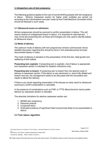 Multiple Pregnancy and Intrapartum of Twin Pregnancy Antenatal ...