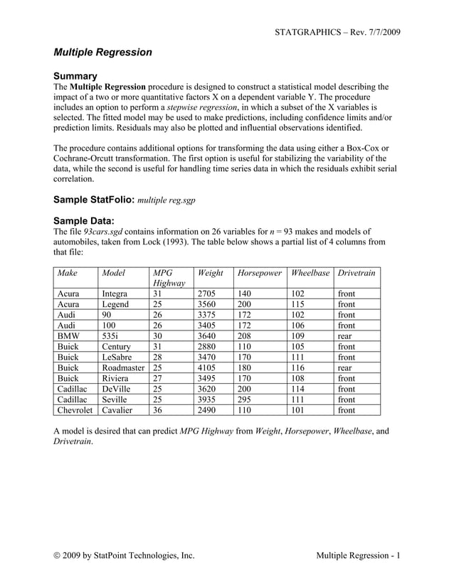 Multiple Regression | PDF | Physics | Science