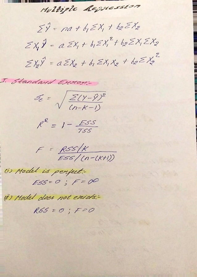 Formulas of Multiple regression | PDF
