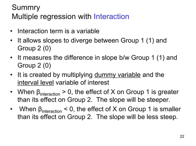 Multiple regression with interaction term 2018 | PPT