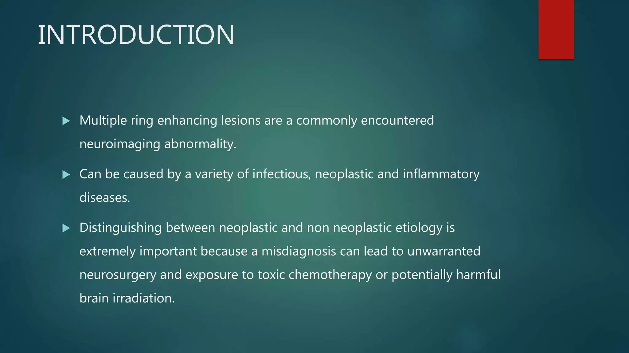 Imaging in multiple ring enhancing brain lesions | PPTX