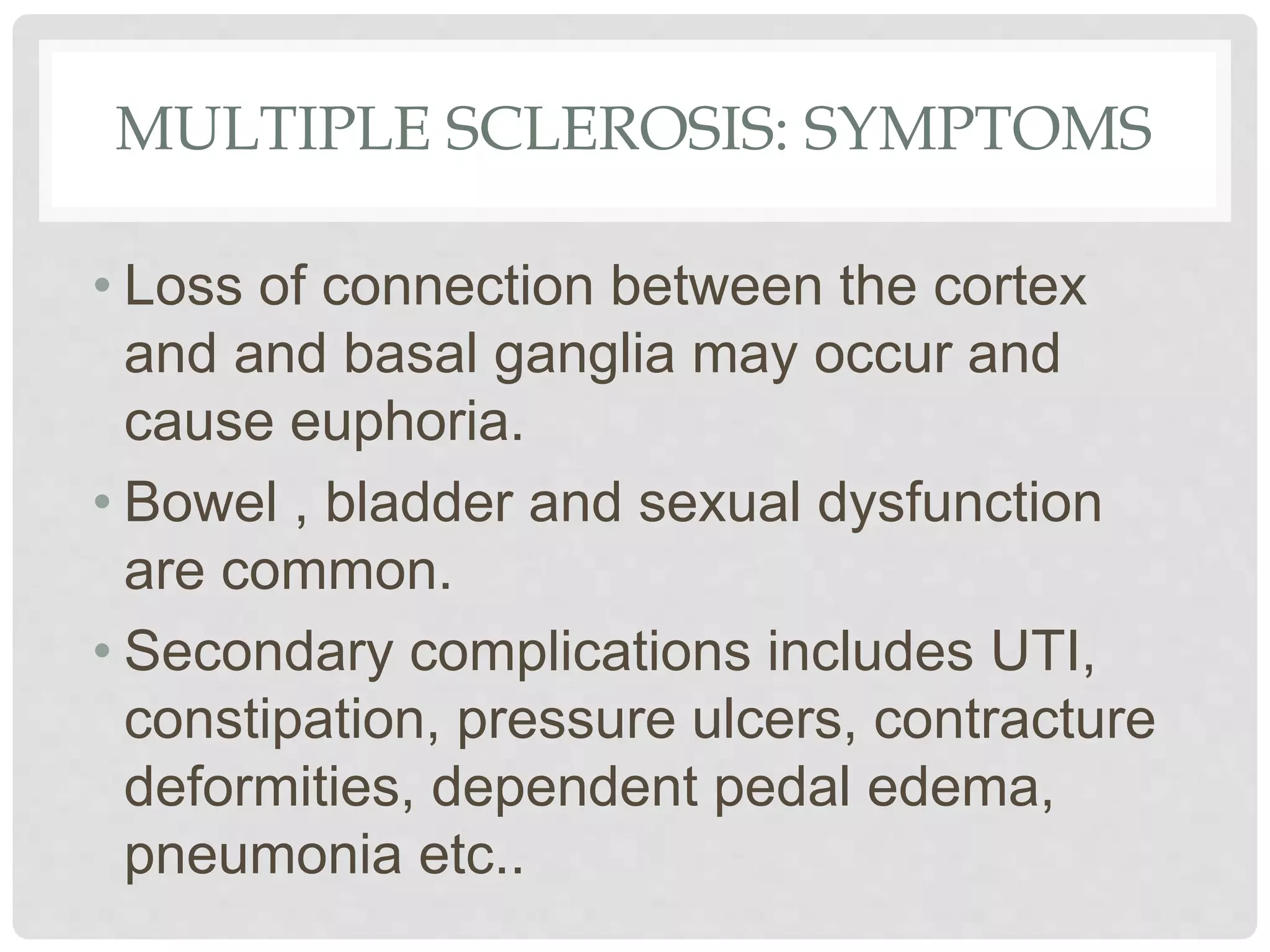 Multiple sclerosis | PPTX | Brain and Nervous System Disorders ...