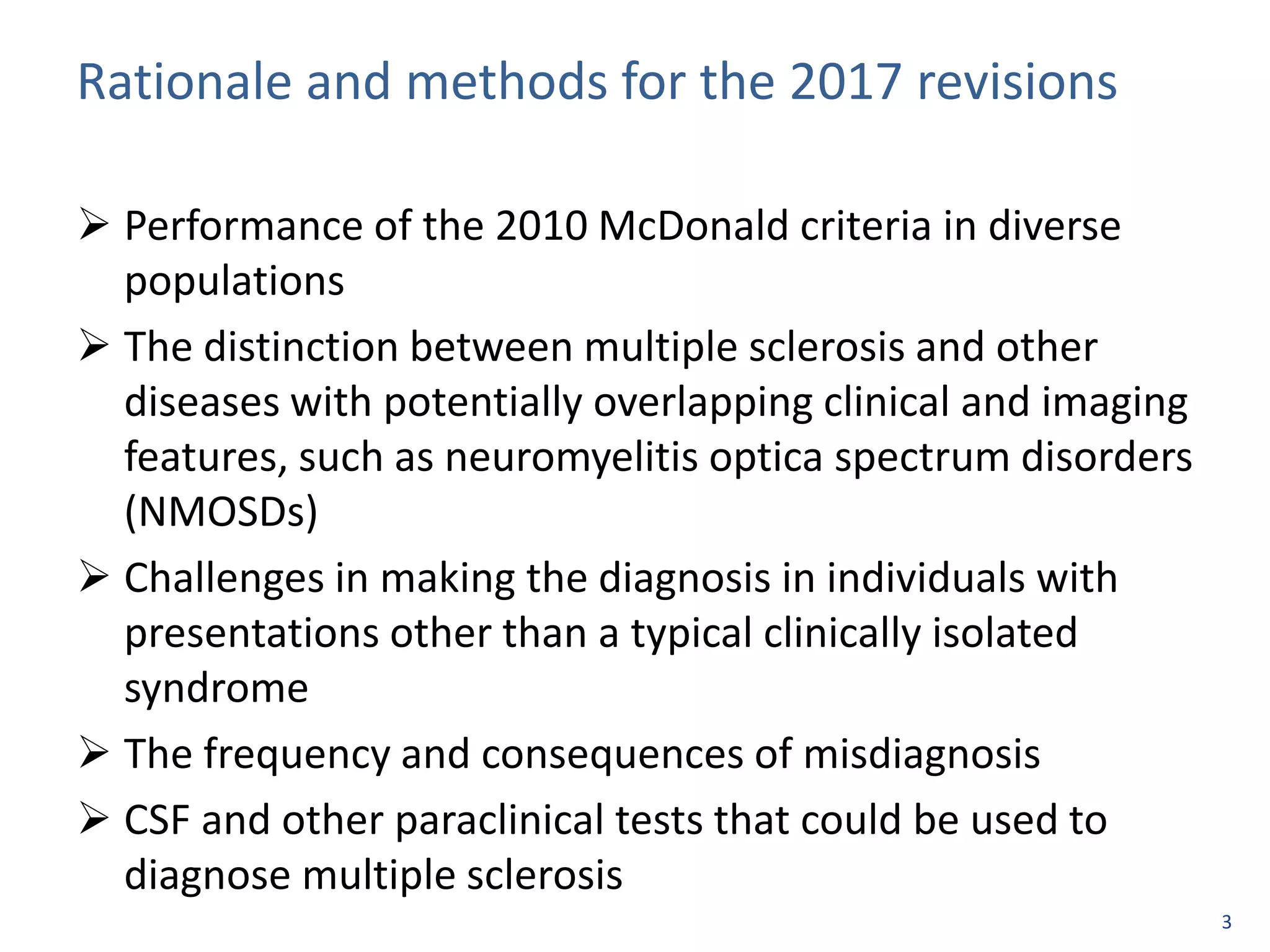 Multiple sclerosis: Revised diagnostic criteria | PPTX
