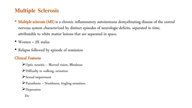 Multiple sclerosis, Types and Treatment | PPT