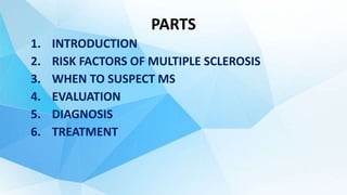 Multiple sclerosis: Introduction, Risk Factors, Diagnosis and Treatment ...