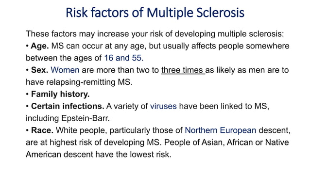 Multiple sclerosis: Introduction, Risk Factors, Diagnosis and Treatment ...