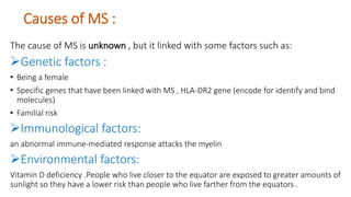 Multiple sclerosis pathophysiology, diagnosis, and treatment | PPTX