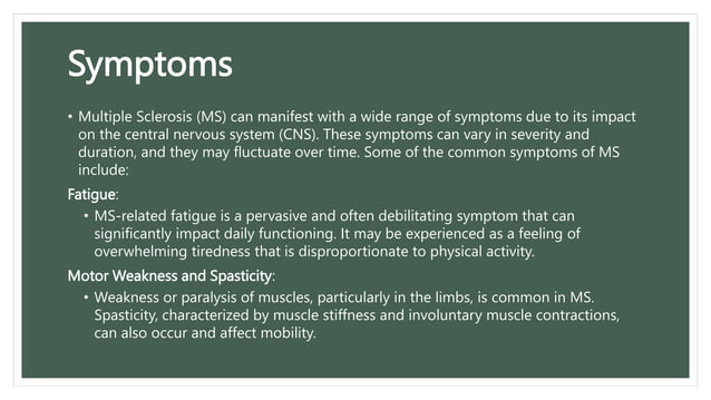 Multiple Sclerosis (Group 2).pptx . | PPTX | Brain and Nervous System Disorders | Diseases and ...