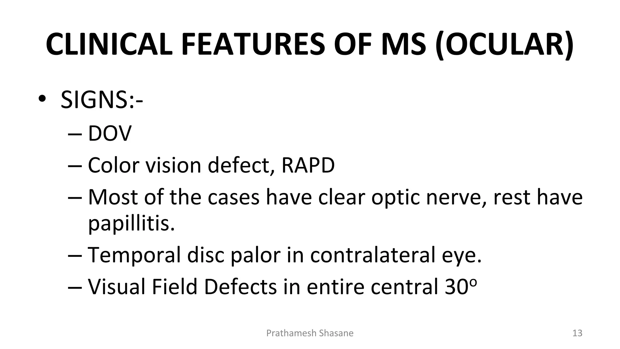 Multiple sclerosis & its ocular manifestations | PDF