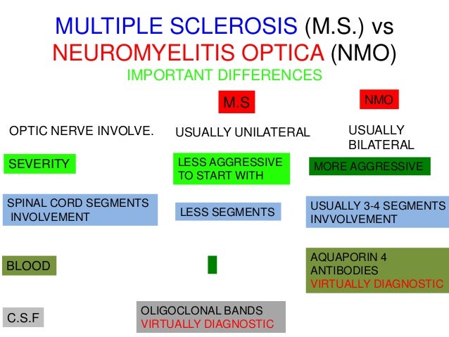 Multiple sclerosis vs neuromyelitis optica important differences