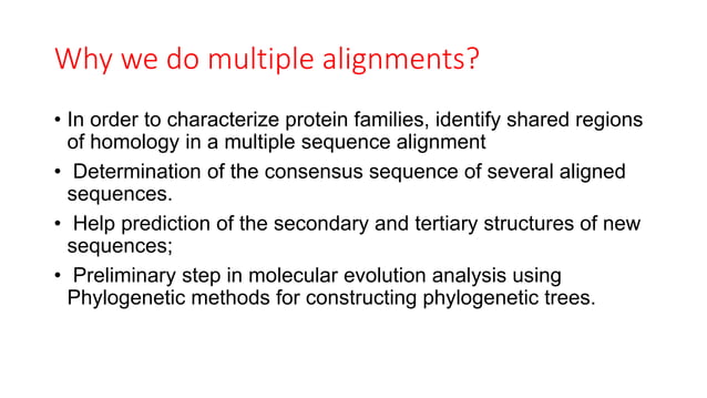 Multiple sequence alignment | PPTX | Databases | Computer Software and Applications
