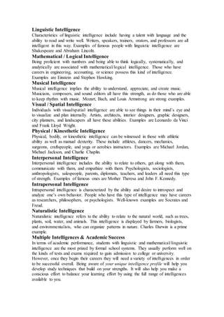 Multiples intelligence | DOCX