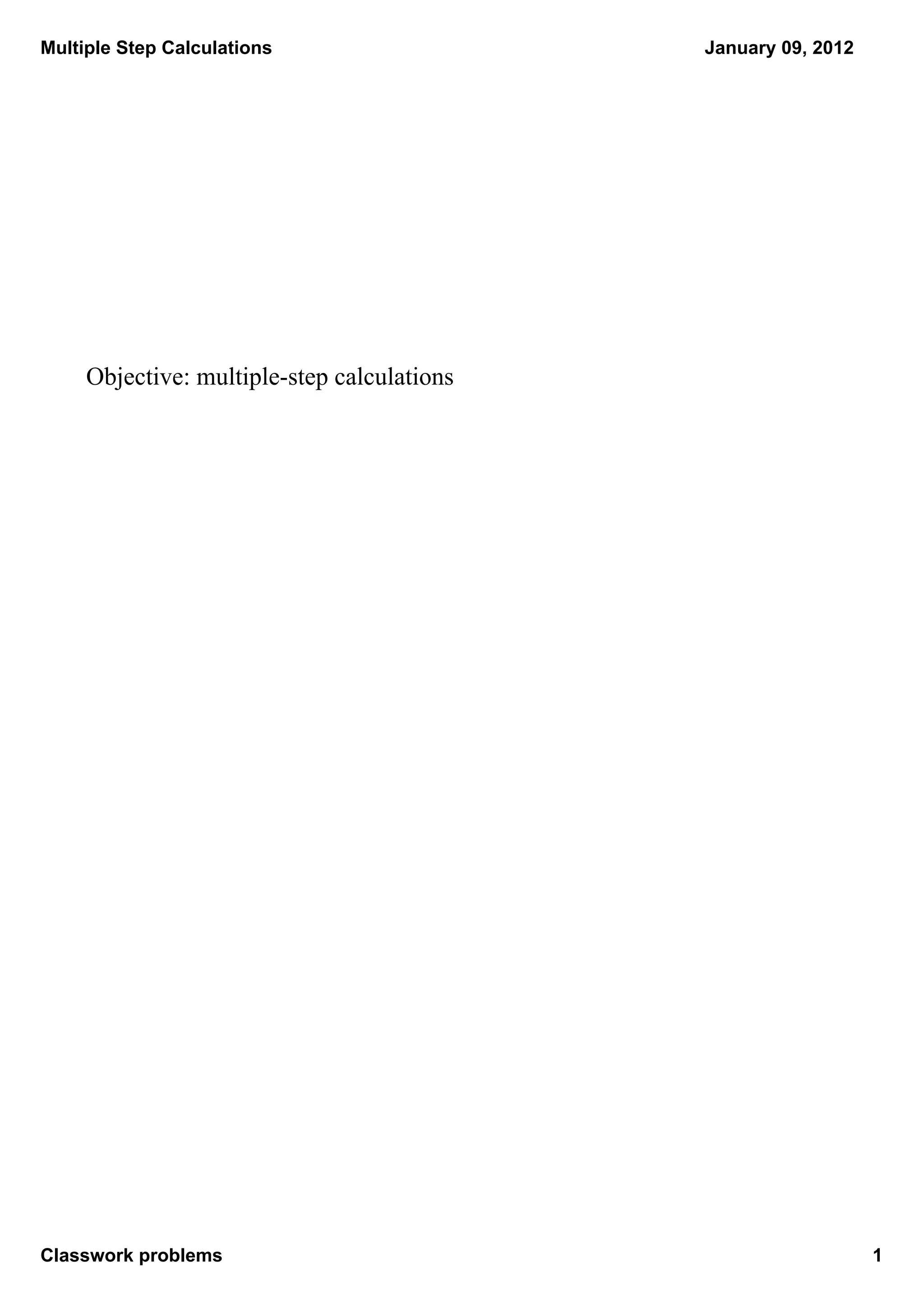 Multiple step calculations | PDF | Chemistry | Science