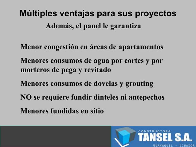 Multiples ventajas para sus proyectos Tansel | PPT