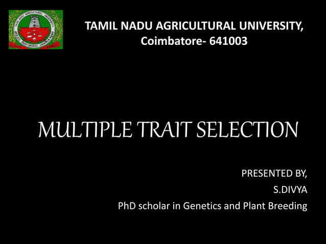 Multiple trait selection | PPTX