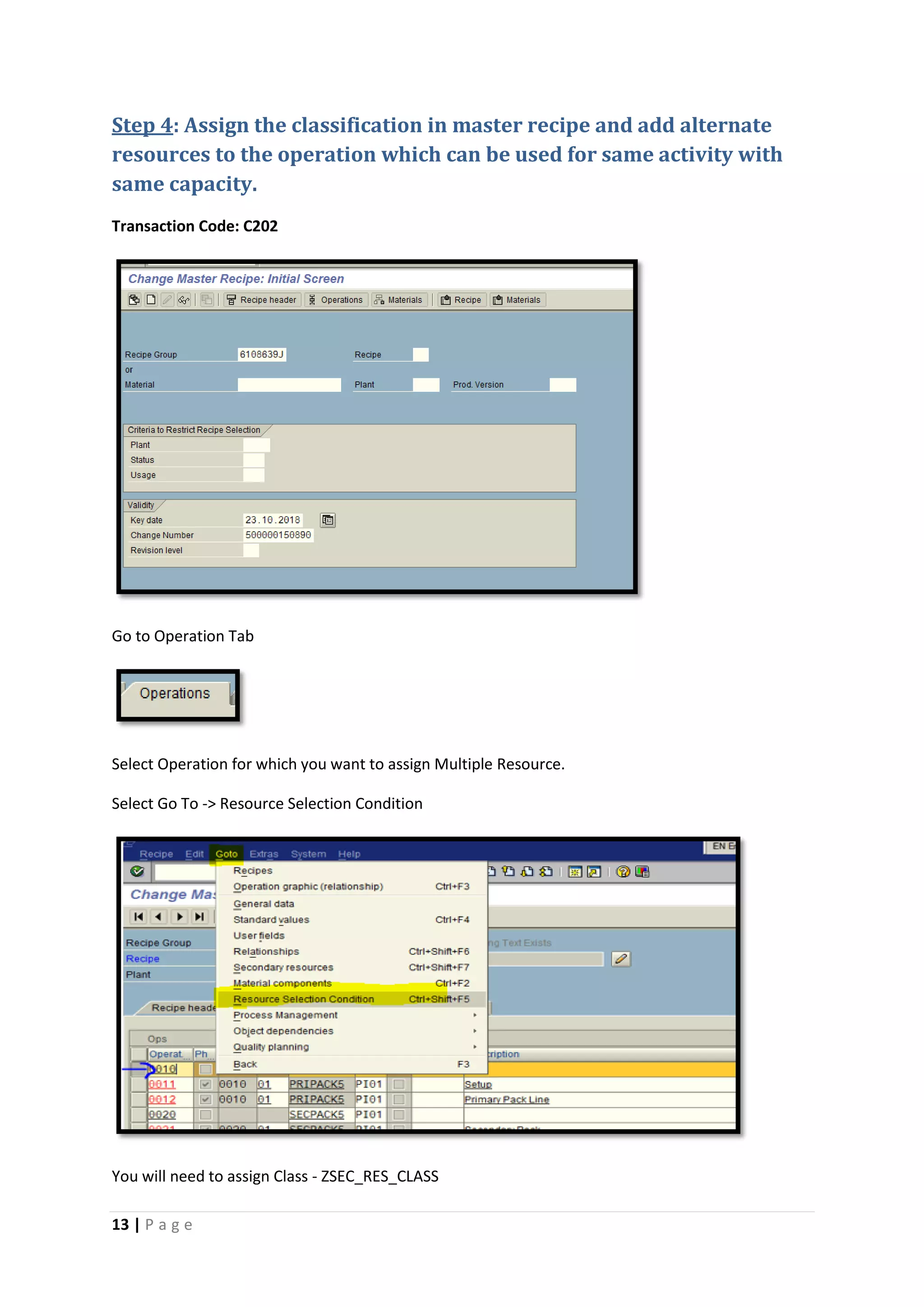 Multiple Work Centerresource Selection And Classification In Master