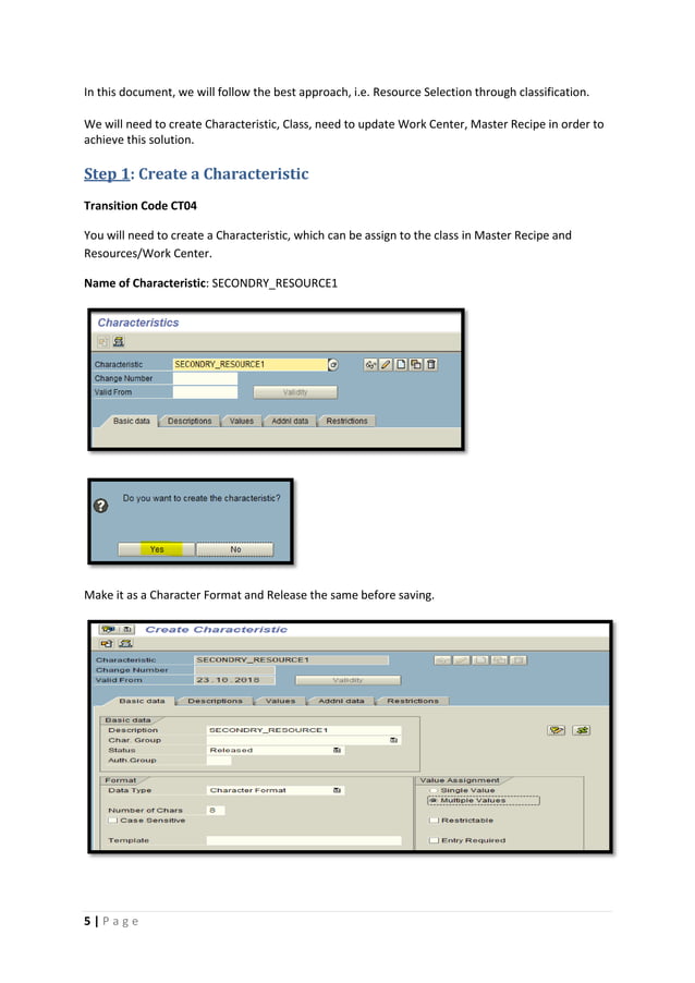 Multiple Work Centerresource Selection And Classification In Master Recipe For Planning In Ecc