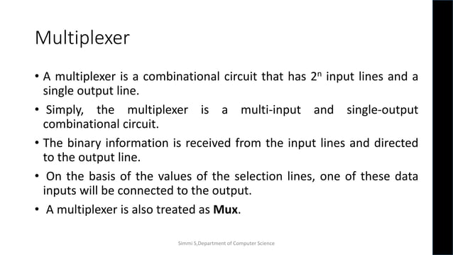 Multiplexer in Digital Electronics/Computer Organization | PDF