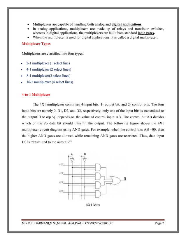 Multiplexer and Demultiplexer.pdf | Computer Peripherals | Computing