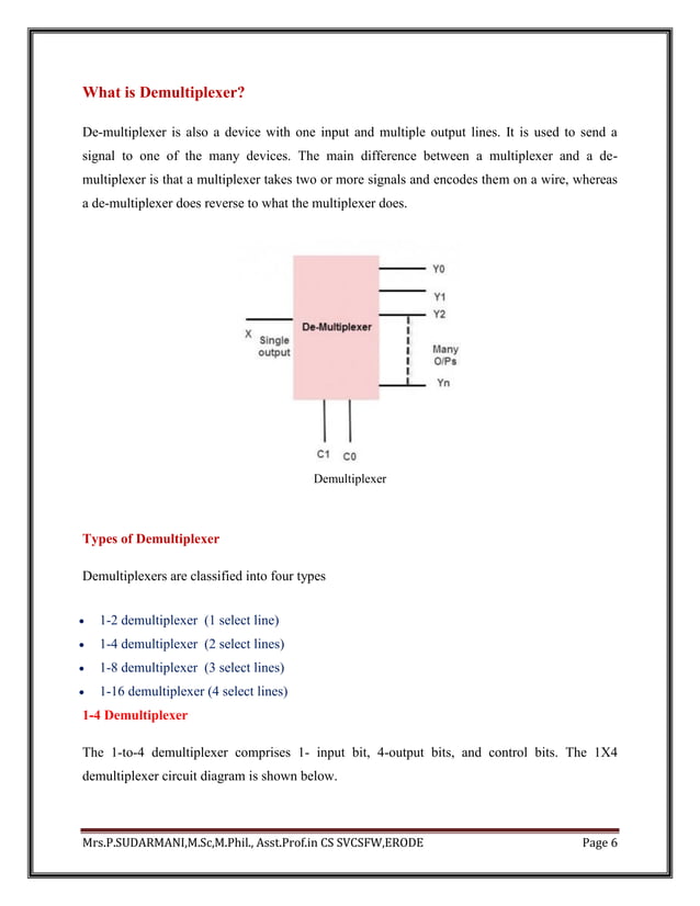 Multiplexer and Demultiplexer.pdf | Computer Peripherals | Computing