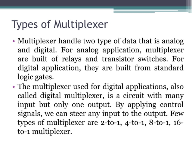 Multiplexer & de multiplexer | PPTX | Computer Software and Applications | Computing