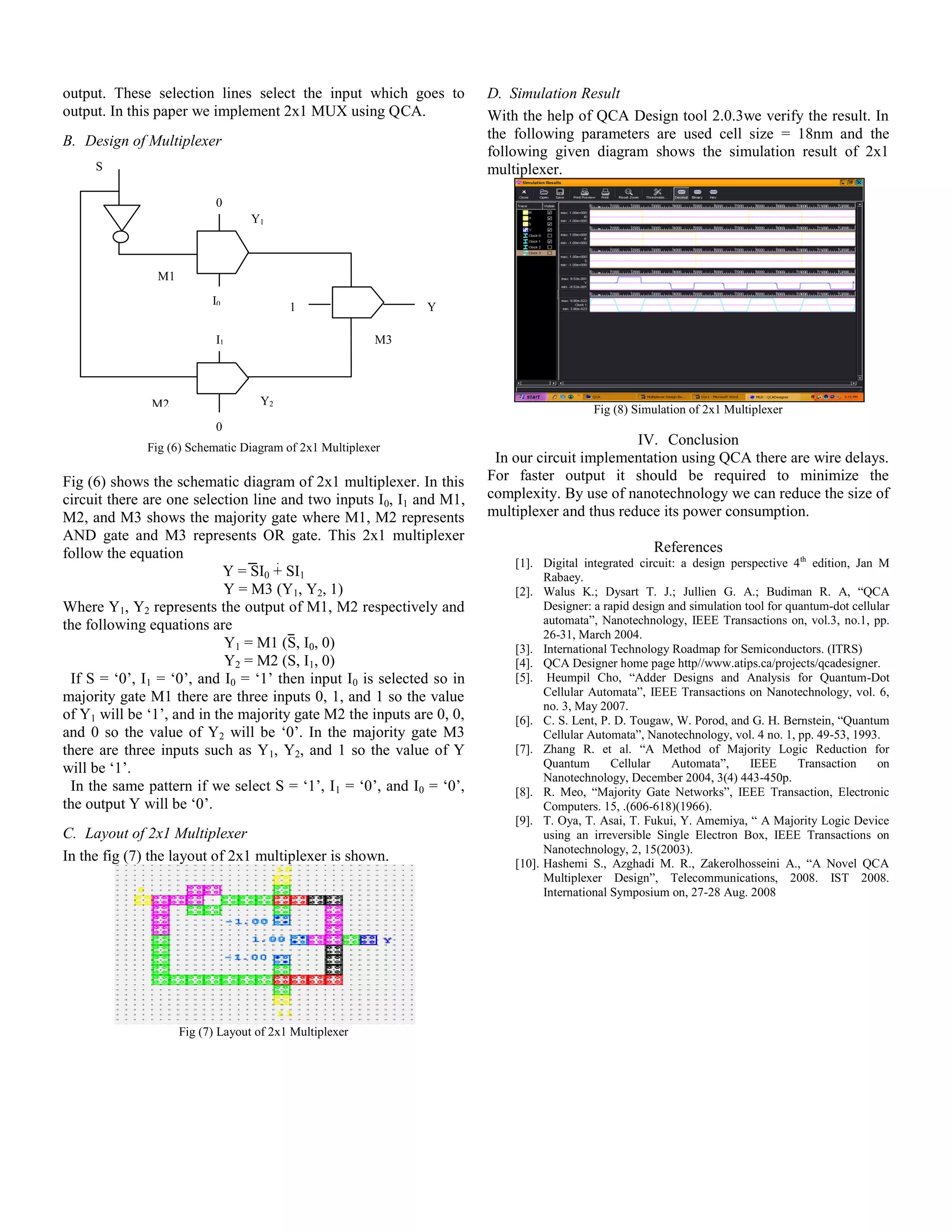 Multiplexer design based on majority gate with quantum cellular automata | PDF