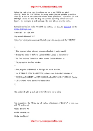 Multiplexing With Arduino and the 74HC595 | PDF