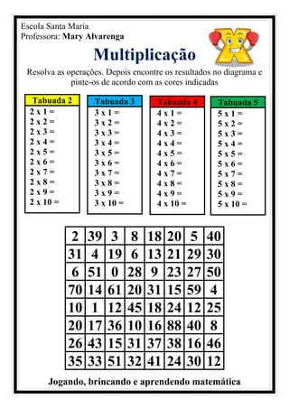 Multiplicação divertida - 2, 3, 4, e 5. | PDF