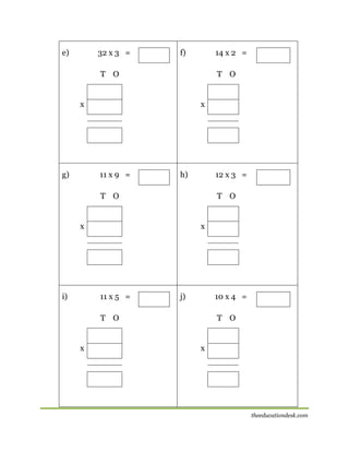 Maths: Multiplication Worksheet (CBSE Grade II ) | PDF