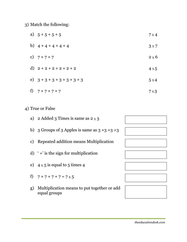 Maths: Multiplication Worksheet (CBSE Grade II ) | PDF