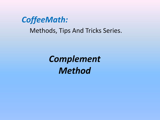 Multiplication The Complement Method | PPTX