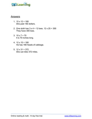 Multiplication word-problems-1 r-gr4 | PDF