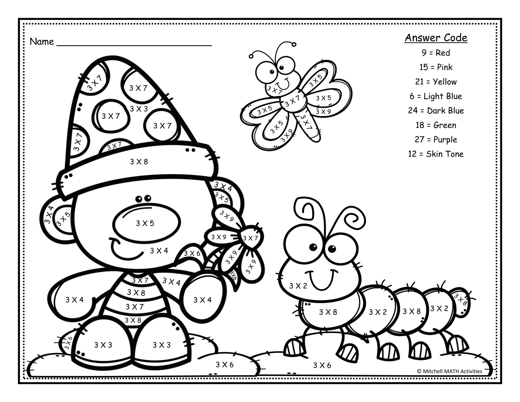 Multiplication colorbynumber2sto12sdistancelearningprintables 1 | PDF