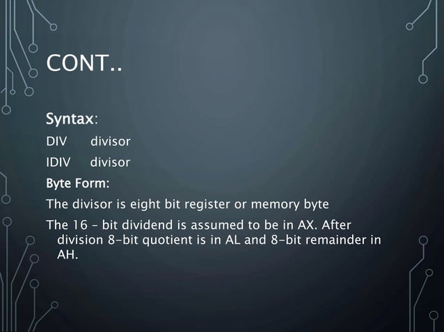 Multiplication & division instructions microprocessor 8086 | PPTX