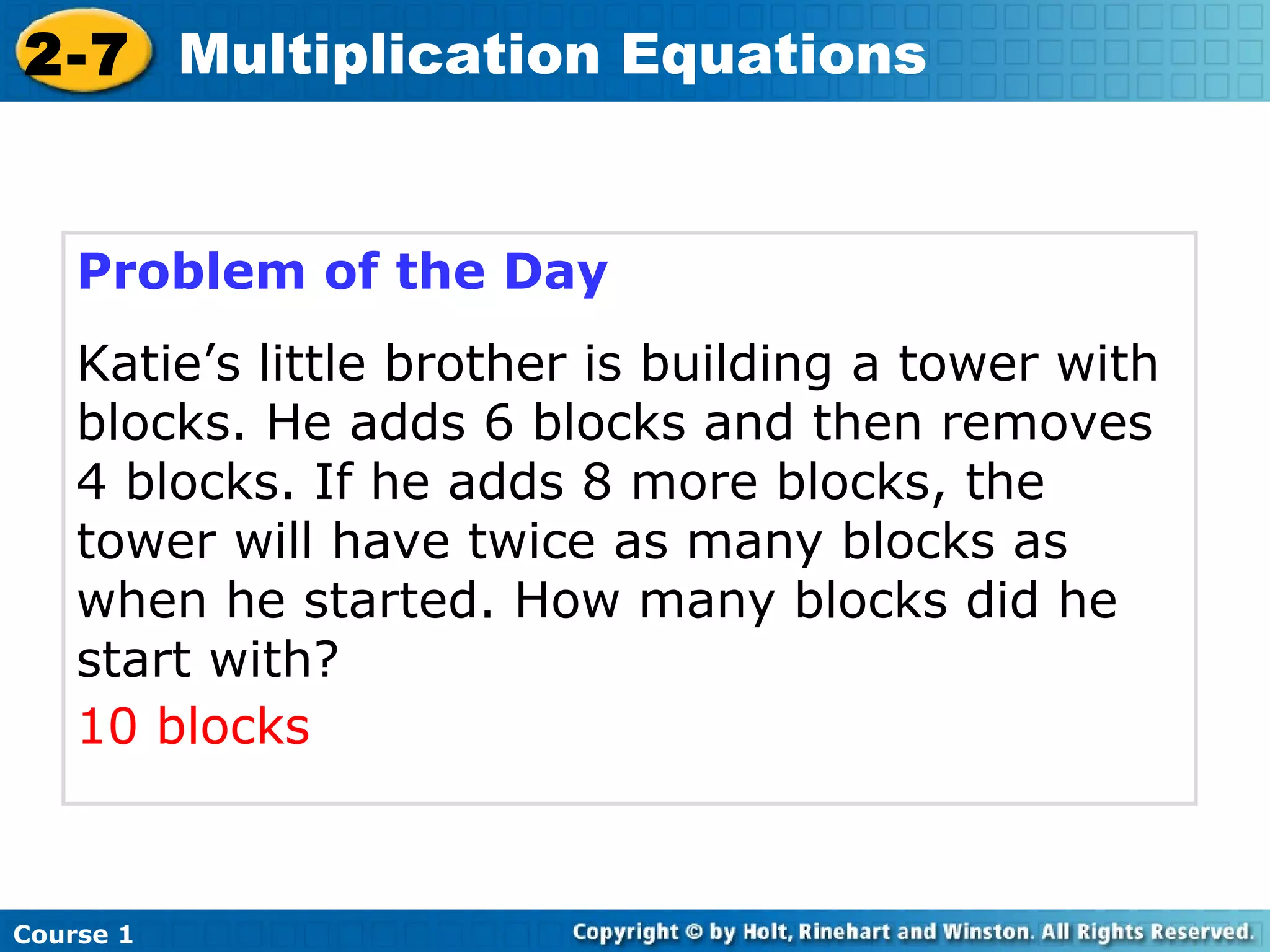 Multiplication equations | PPT