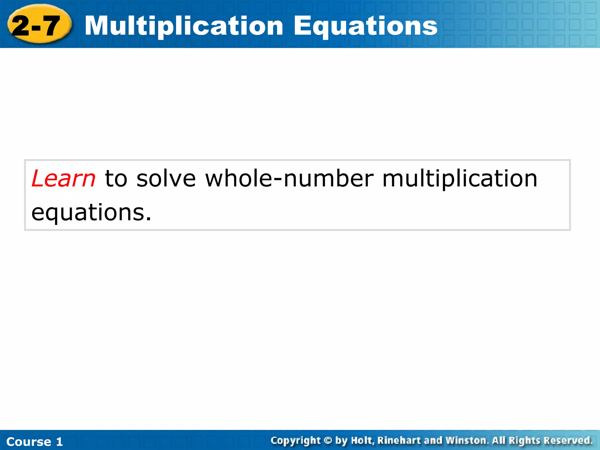 Multiplication equations | PPT