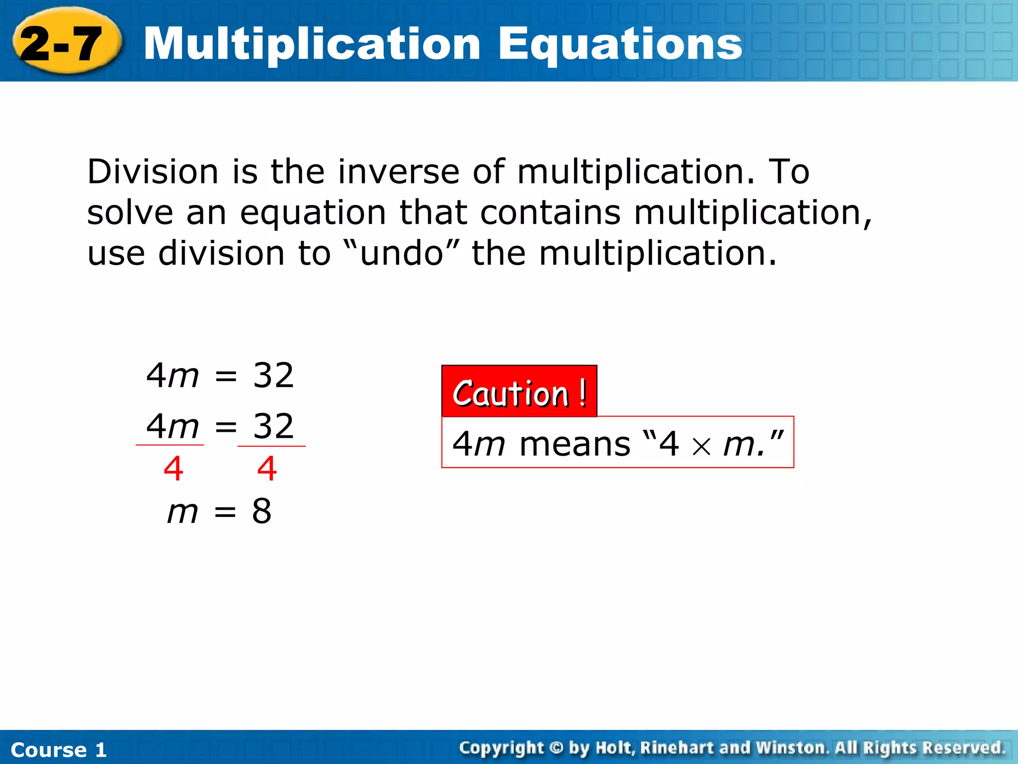 Multiplication equations | PPT