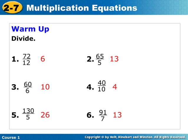 Multiplication equations | PPT