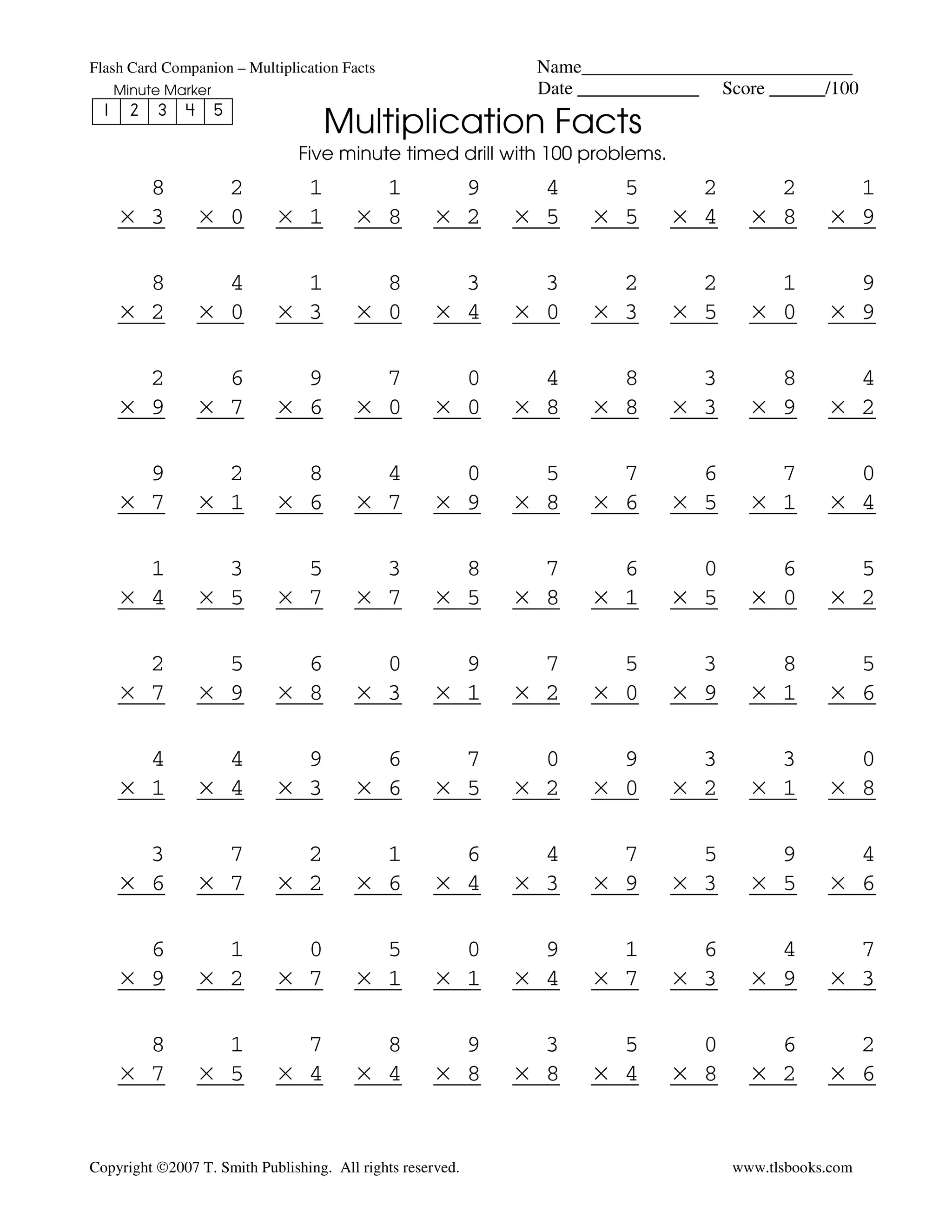 Multiplication fluency drill math facts | PDF