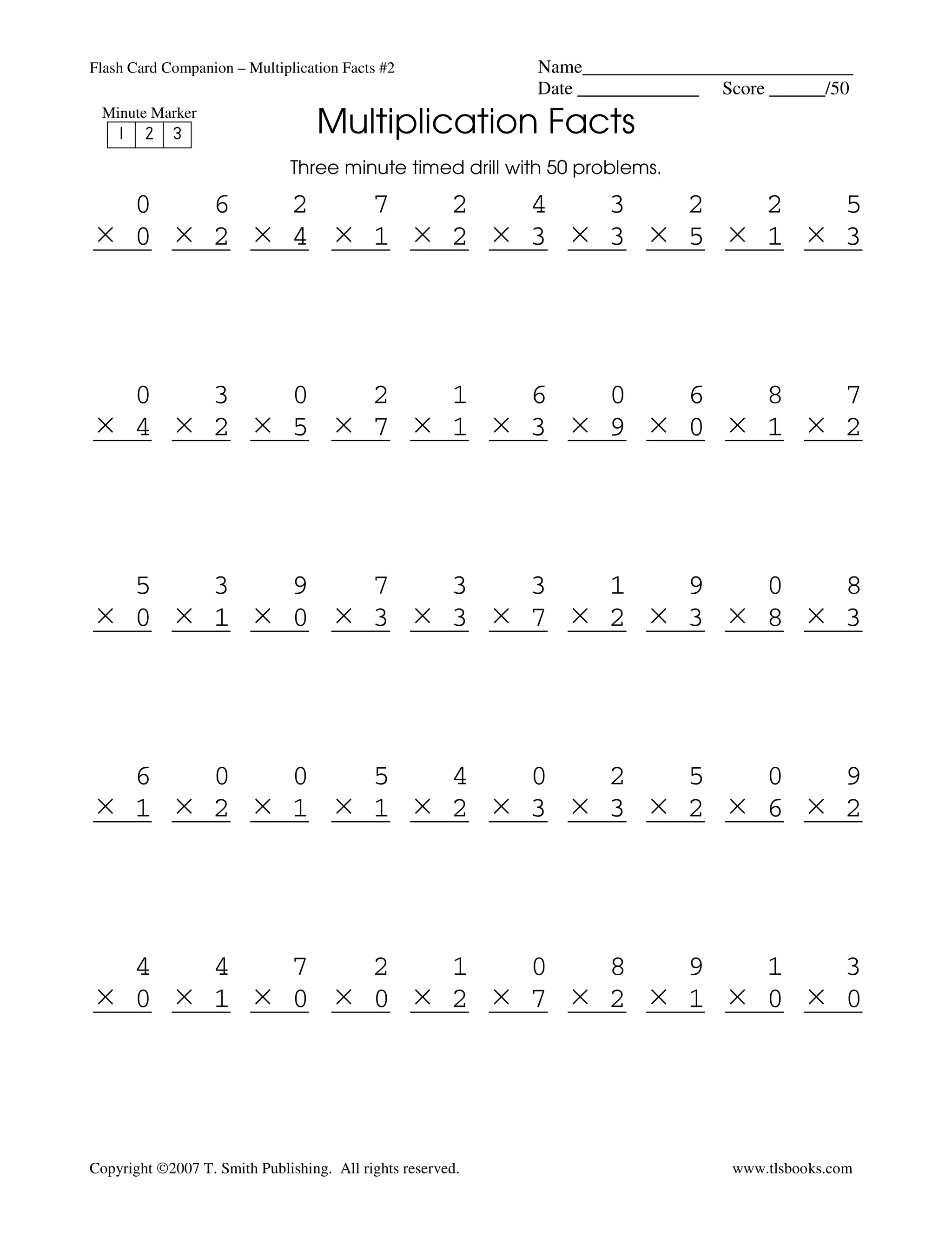 Multiplication fluency drill math facts | PDF