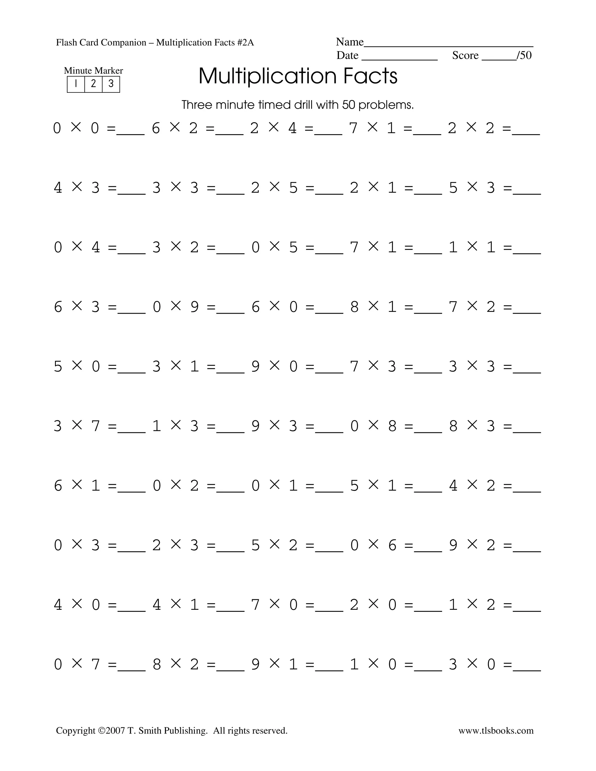 Multiplication fluency drill math facts | PDF