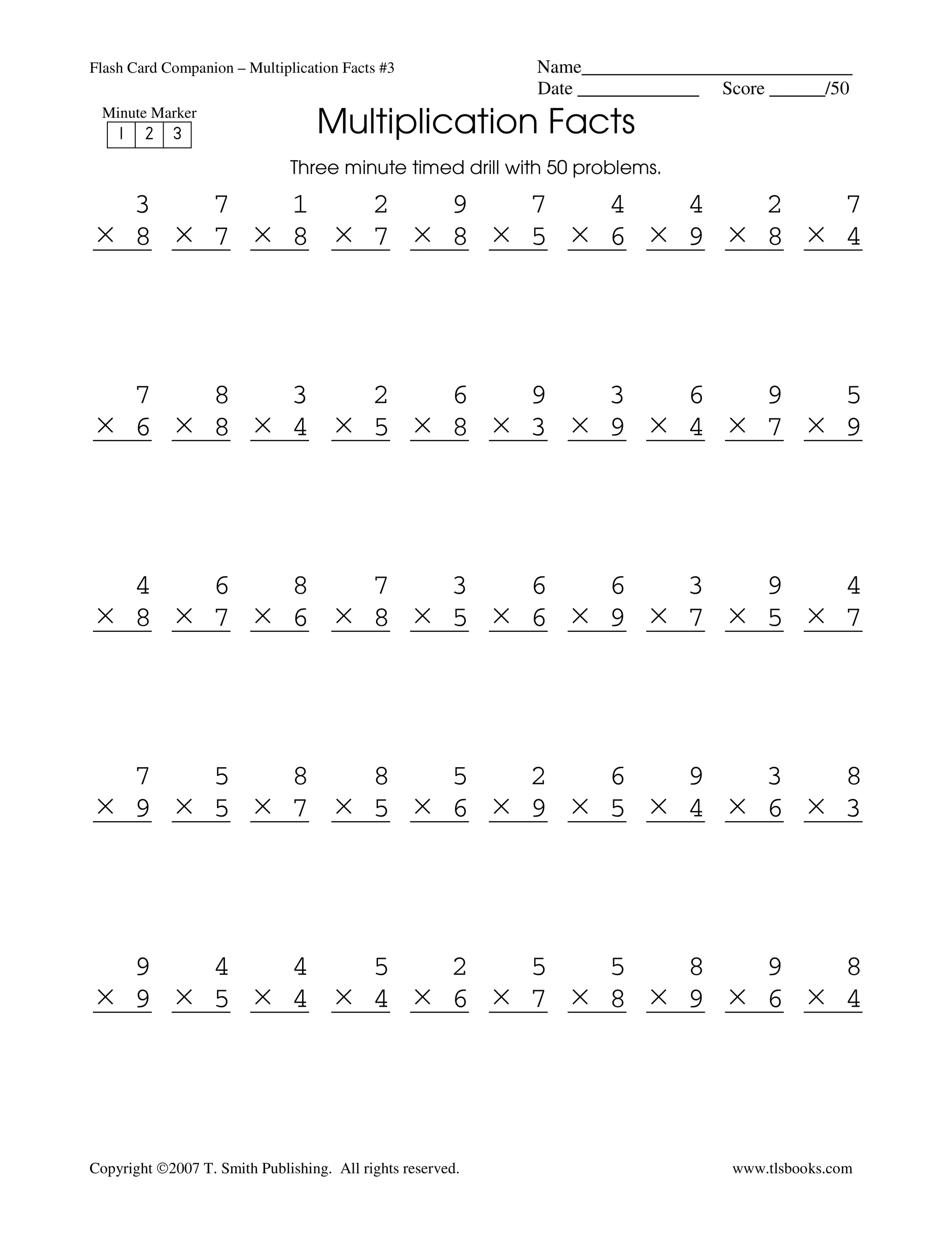 Multiplication fluency drill math facts | PDF