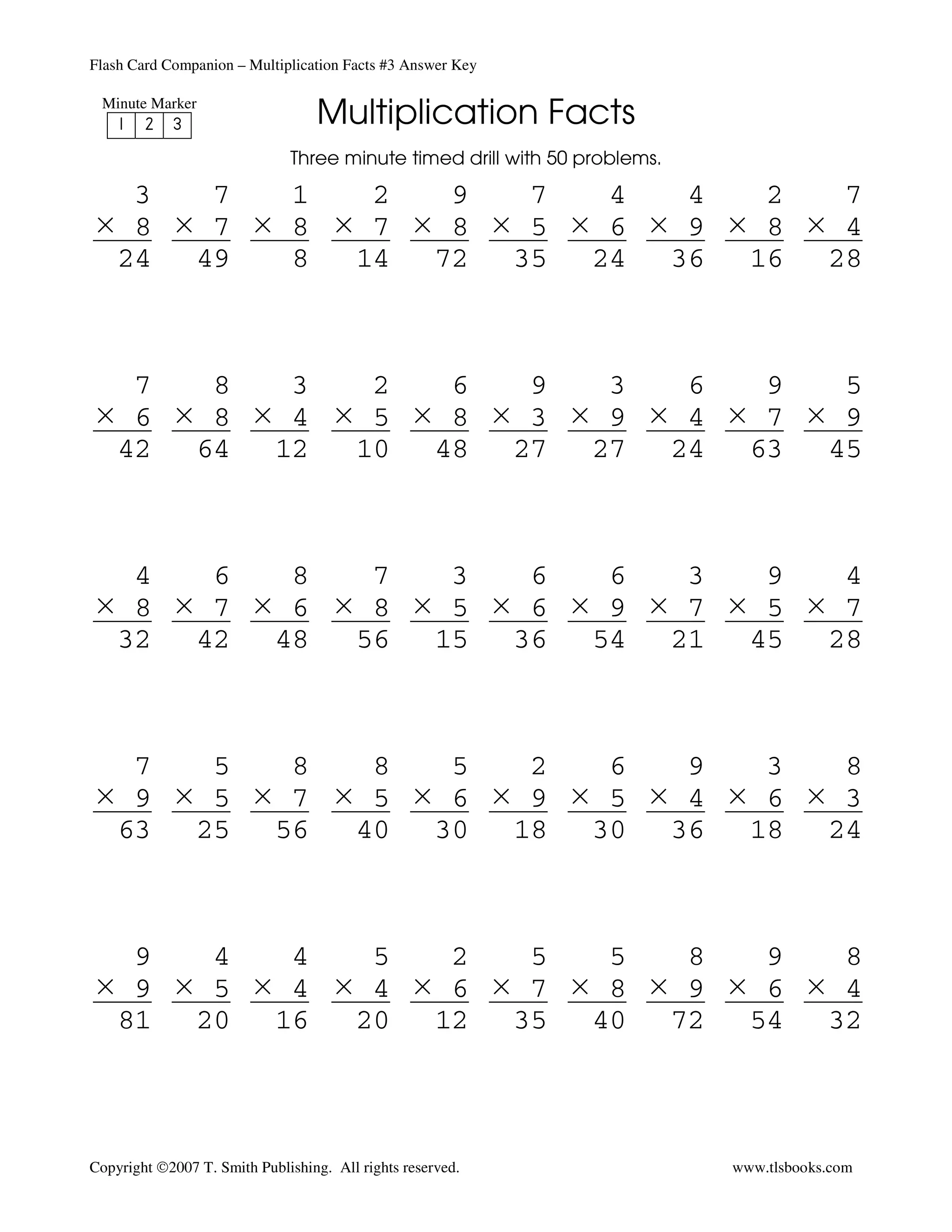 Multiplication fluency drill math facts | PDF