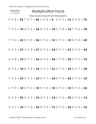 Multiplication fluency drill math facts | PDF
