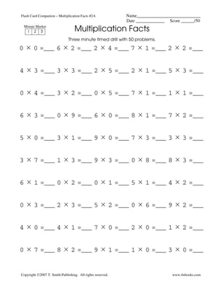 Multiplication fluency drill math facts | PDF