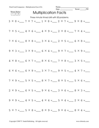 Multiplication fluency drill math facts | PDF
