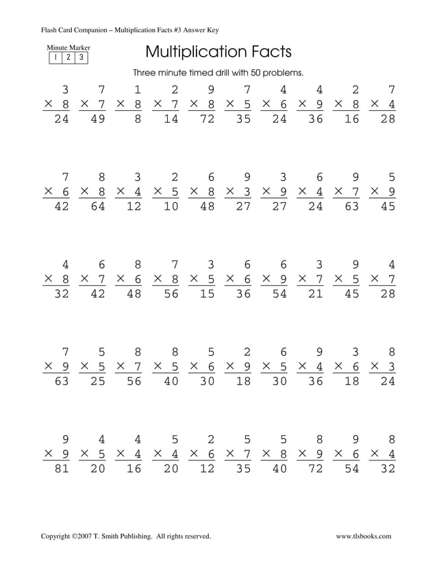 Multiplication fluency drill math facts | PDF | Business | Business and ...