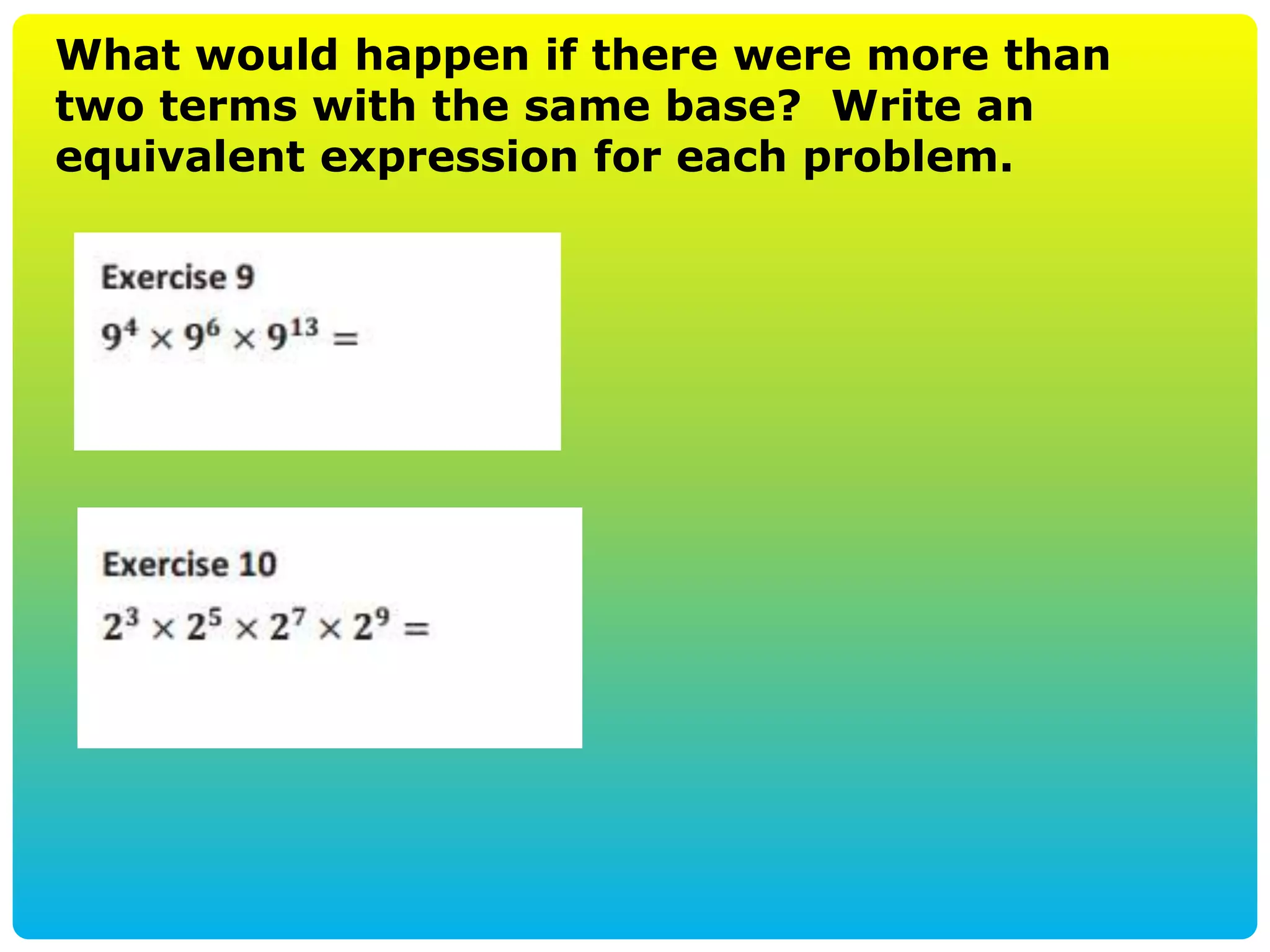Multiplication of numbers in exponential form | PPTX